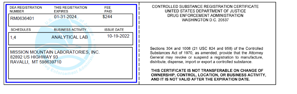Certification/Accreditation – Mission Mountain Laboratories